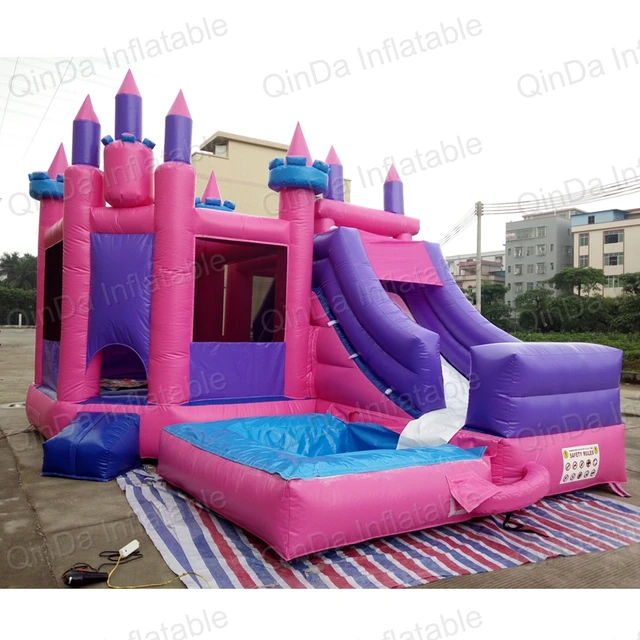Guangzhou Qinda Princess inflatable bouncy castle with water slide ...