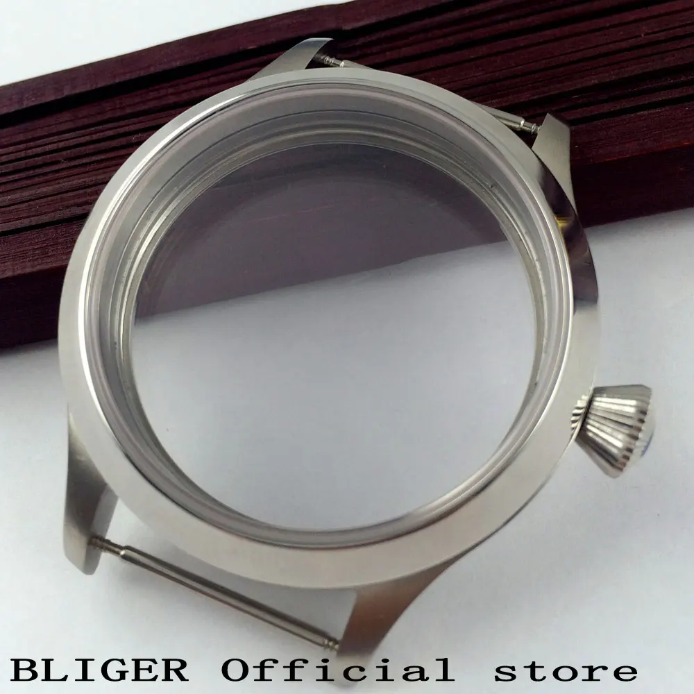Full Stainless Steel 45mm Bliger Watch Case Onion Crown Sapphire Glass ...