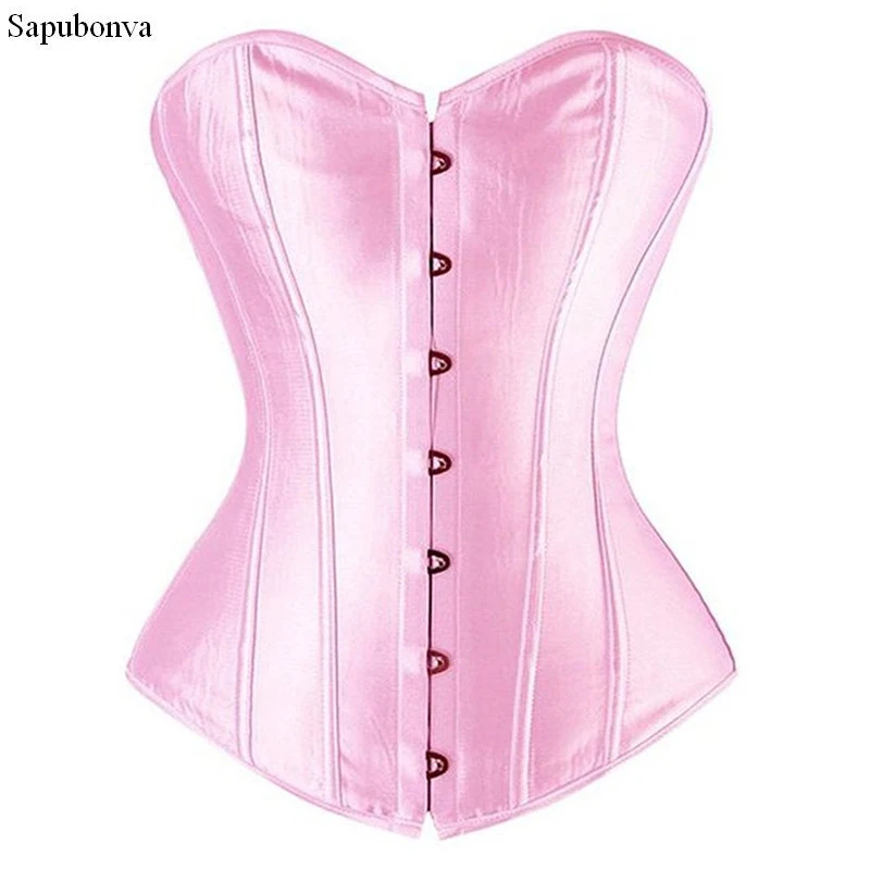 Sapubonva Ladies Corsets Bustiers Overbust Tops Satin Sexy Victorian