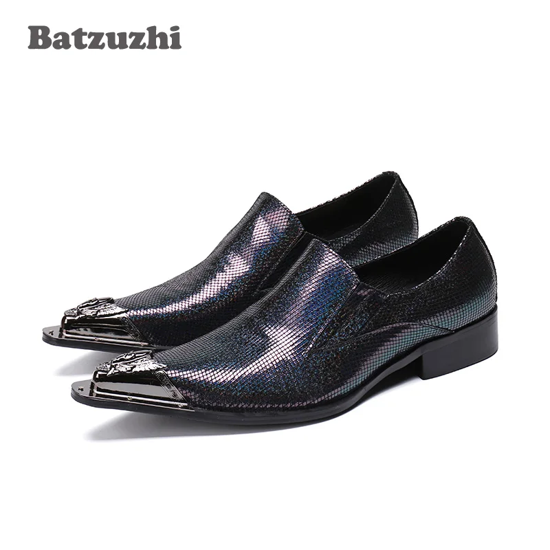Batzuzhi Luxury Zapatos Hombre Mens Shoes Pointed Metal Tip Leather ...