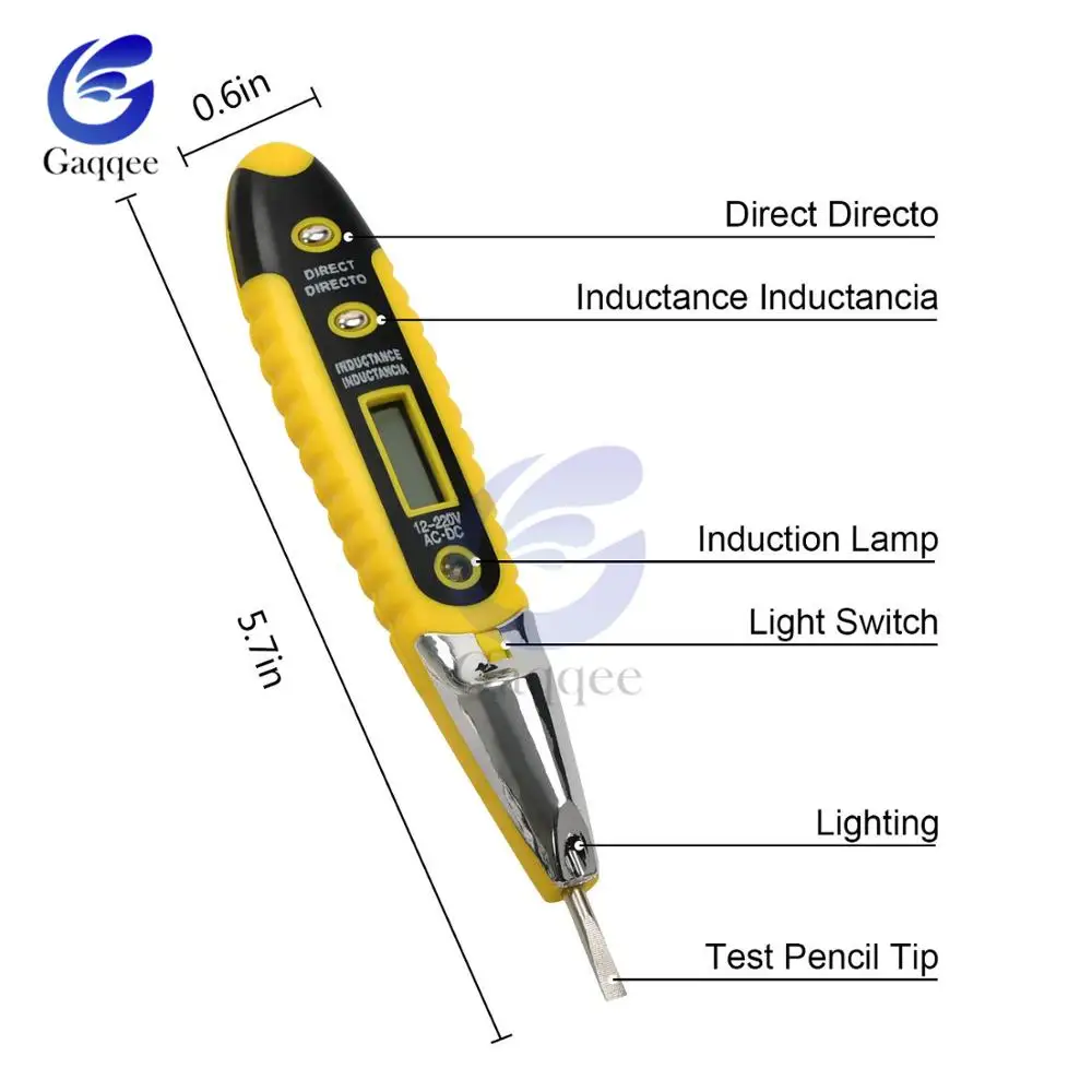 Digital Test Pencil Multifunction AC DC 12-250V Tester Electrical LCD ...