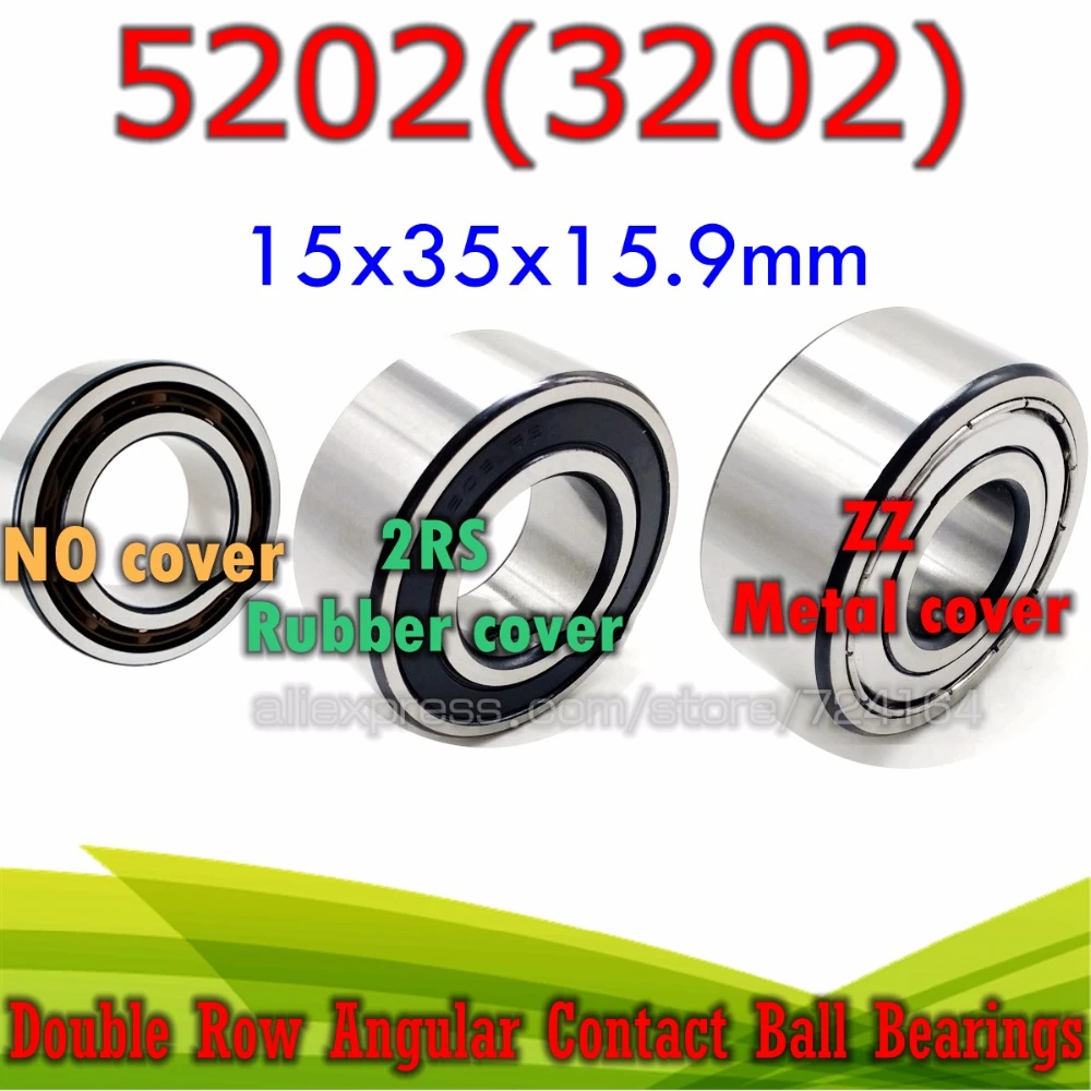 15x35x15.9 Mm Double Row Angular Contact Ball Bearing 5202 Zz 2rs 3202 ...