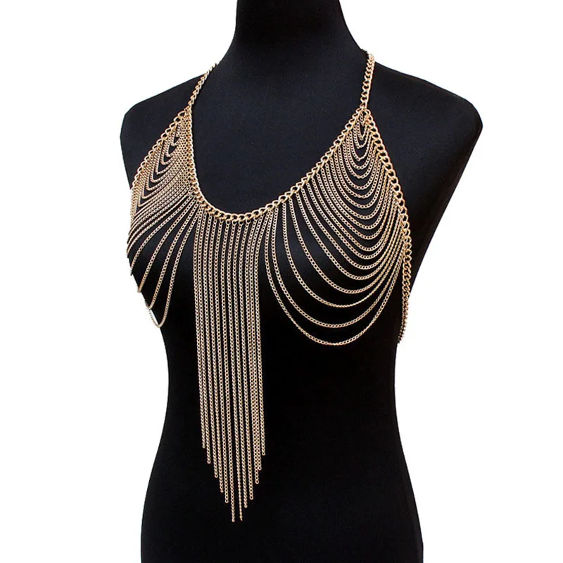 Sexy Body chain Bra Bikini Body Chain women Statement Metal bra chain ...