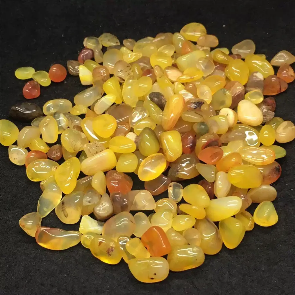 natural yellow agate quartz crystal rough polished gravel specimen gem ...