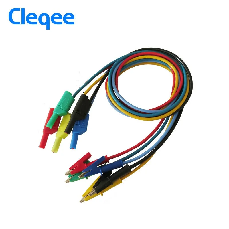 HOT Cleqee P1018A 1M 4mm Banana Plug to Crocodile Alligator Clip Test ...