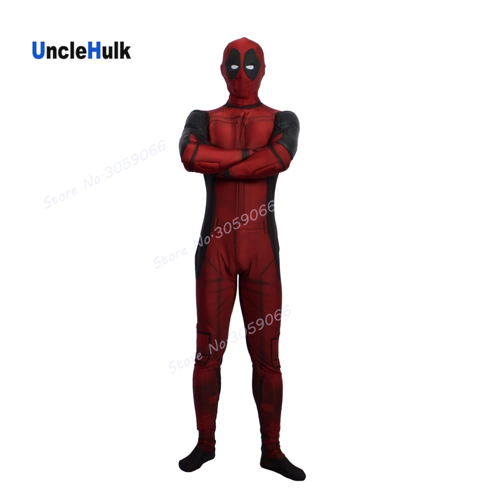 คลาสสิก Deadpool Spandex Zentai Bodysuit ผ้าไหมที่เต็มไปด้วยกล้ามเนื้อ ...