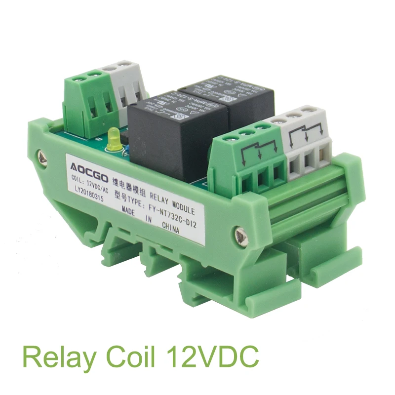 Módulo de relé de montaje en Riel DIN, 2 canales T73 AC/DC 12V|din rail ...