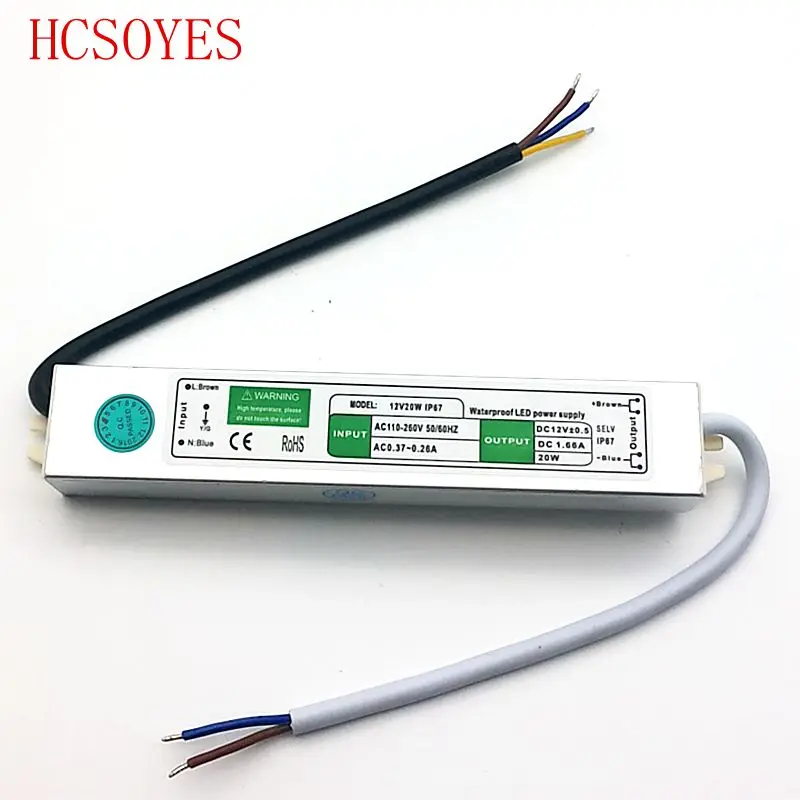Electronic Waterproof 12V 20W LED Driver Transformer Power Supply for ...