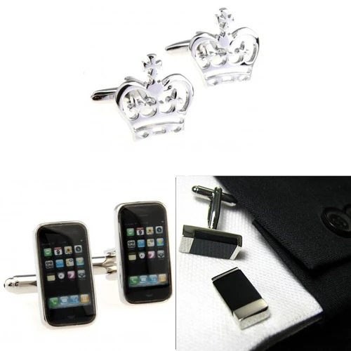 Fashion Phone Crown Black Stone Cufflink Cuff Link 1 Pair Free Shipping Biggest Promotion - Tie ...
