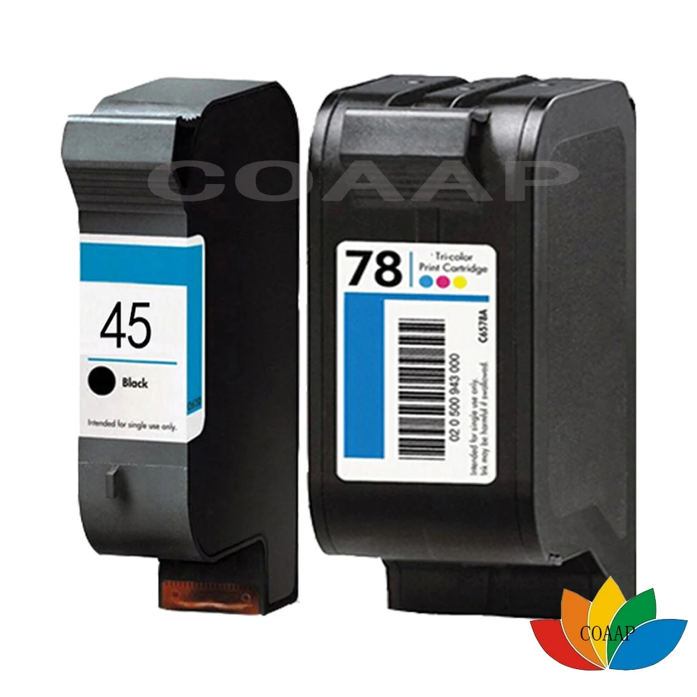 2x Refilled Hp45 51645a For Hp78 C6578d Ink Cartridges For Hp Deskjet ...
