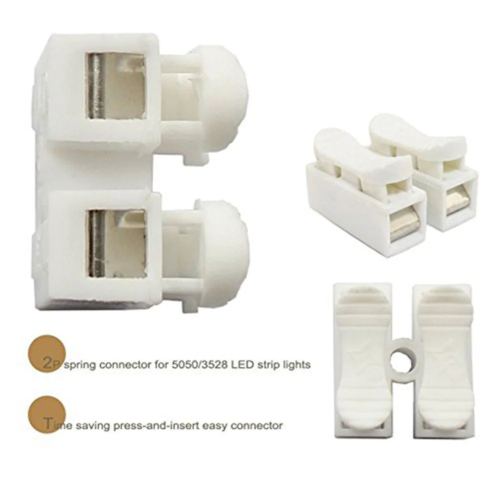 50pcs 2pin Spring Cable Clip Press Push Quick White 2p Wire Clip ...