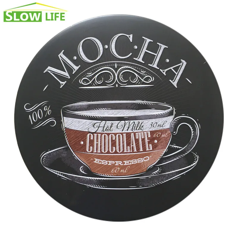 Round Tin Sign Mocha Coffee Metal Tin Sign Vintage Home Decor Tin Sign ...