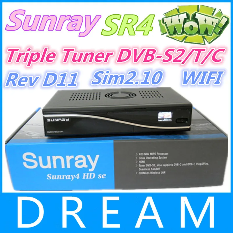 Sunray 800se sr4 Triple Tuner DVB S2 C T Rev D11 sunray4 800hd se sim 2.10 built in wifi digital ...