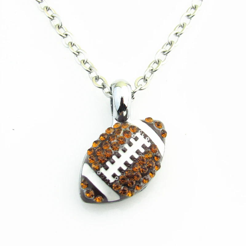 6pcs/lot New Arrival Popular Sports Rhinestone Rugby Pendant Necklaces ...