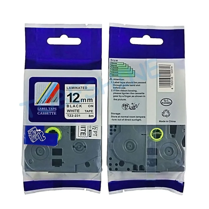 5PK Brother label tapes Black on white 12mm brother tze 231 P touch ...