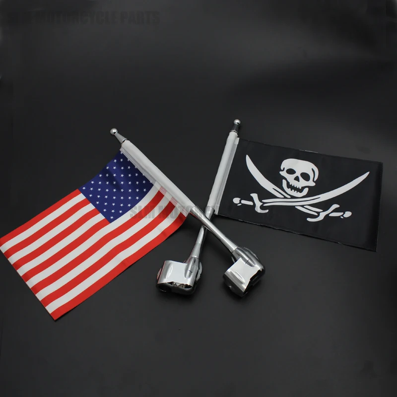 New plating Motorcycle Rear Side Mount Flag Pole Flag For Honda ...