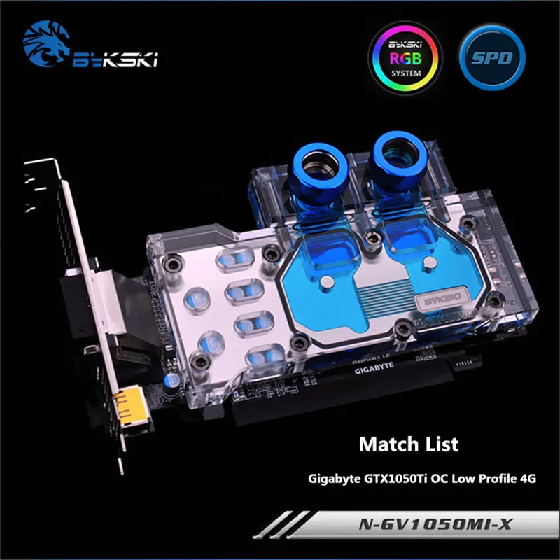 Bykski cobertura completa bloque de agua GPU para gigabyte GTX1050Ti OC bajo perfil 4G tarjeta ...