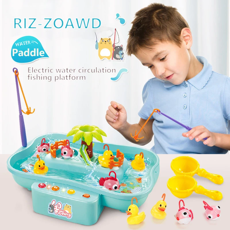 Baby Electric Water Rotating Fishing Toys Music Light Novelty Gadget ...