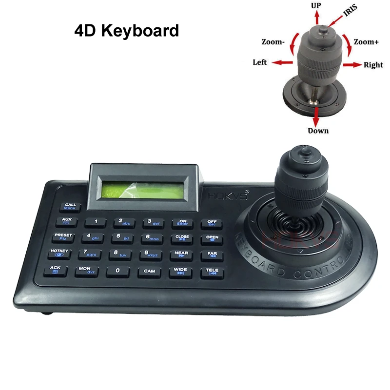 HOKVS 4D CCTV Keyboard Controller Joystick RS485 for Security Pan Tilt Zoom PTZ Speed Dome ...