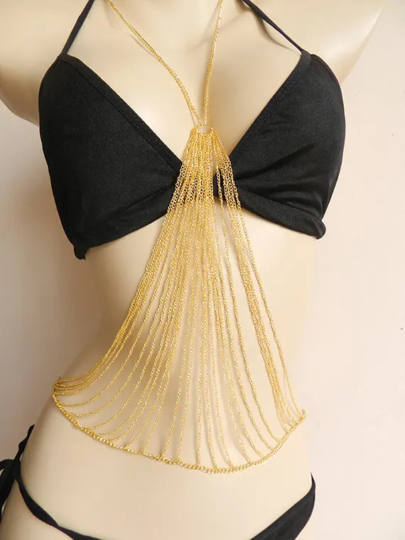 18k Gold Silver Multi Layer Tassel Chains Sexy Bikini Body Waist Chain