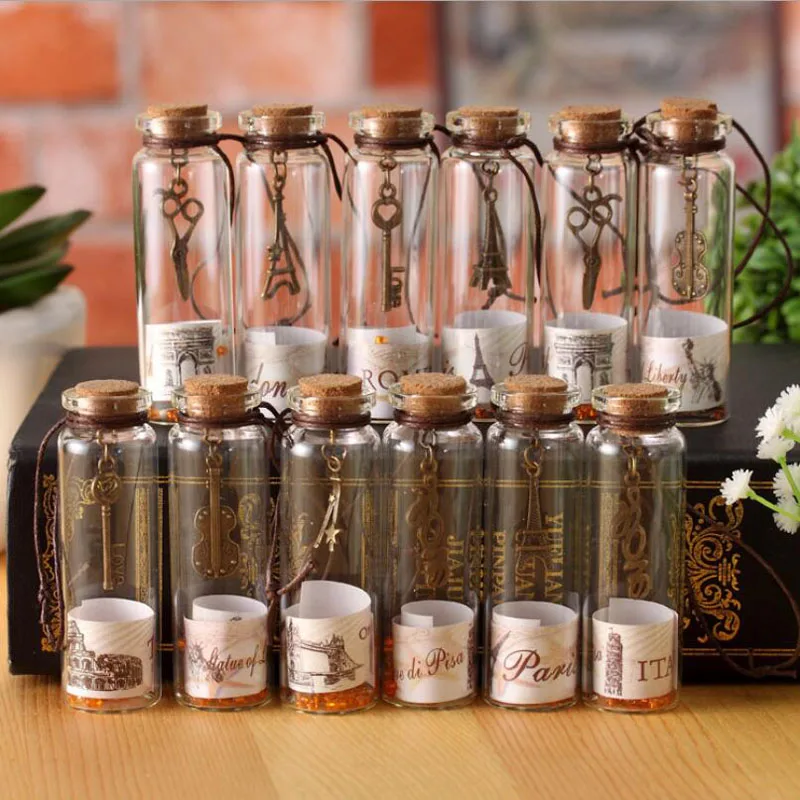 48pcs Wish Bottle Small Clear Cork Glass Bottles Vials For Wedding ...