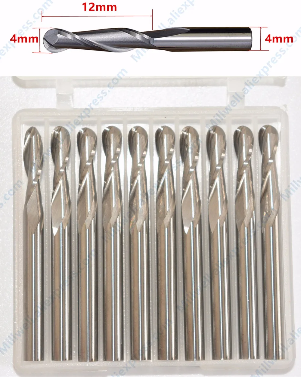 4mm*12mm 10pcs,free shipping cnc solid carbide end mill,woodworking ...