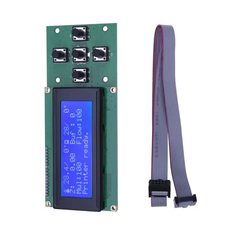 5 Keys 2004lcd 4x20 Characters Wide Lcd Screen Display 3d Printer Parts With Flat Ribbon Cable 