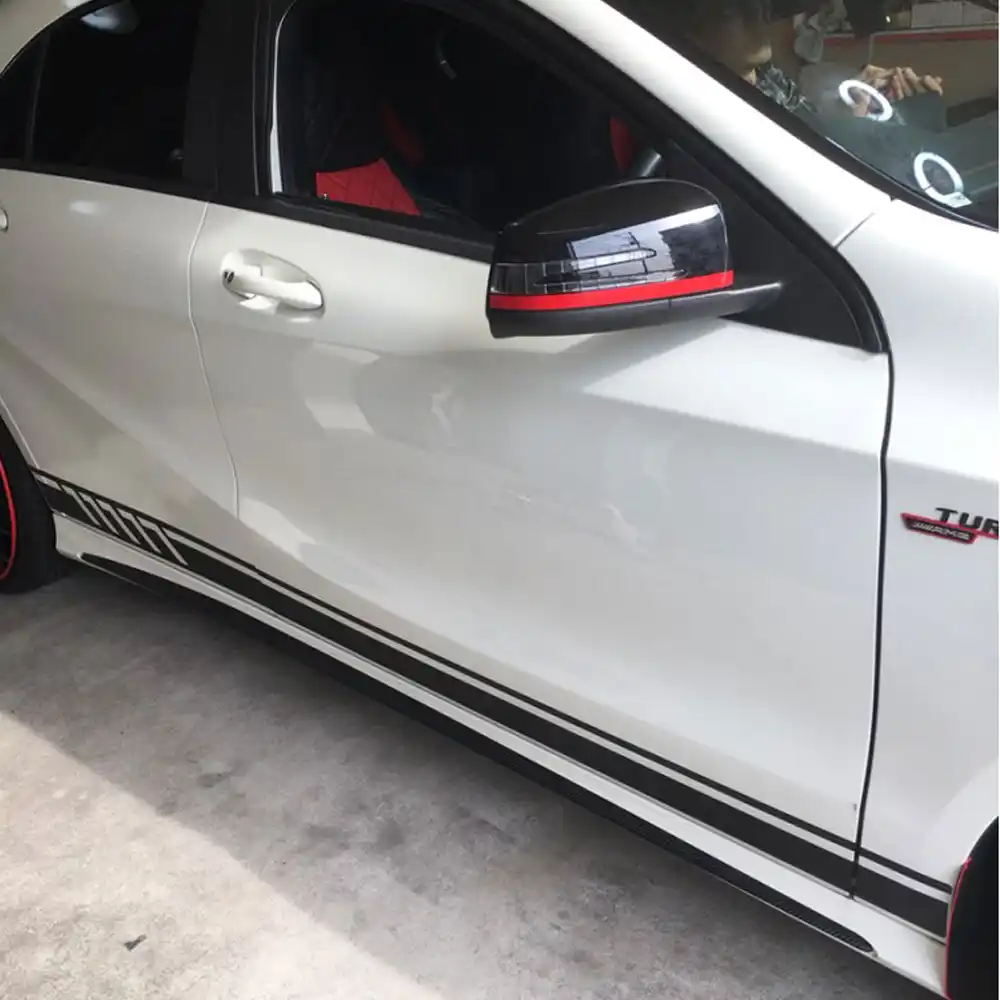 2PCS Vinyl Car Side Stripes Skirt Decals Graphics Sticker For Mercedes ...