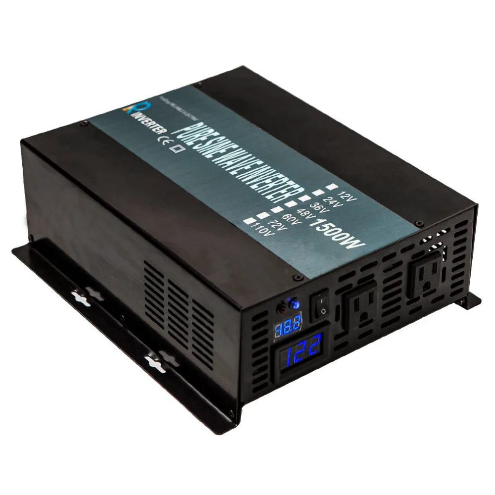 1500W Pure Sine Wave Solar Inverter 12V to 220V Car Power Inverter ...