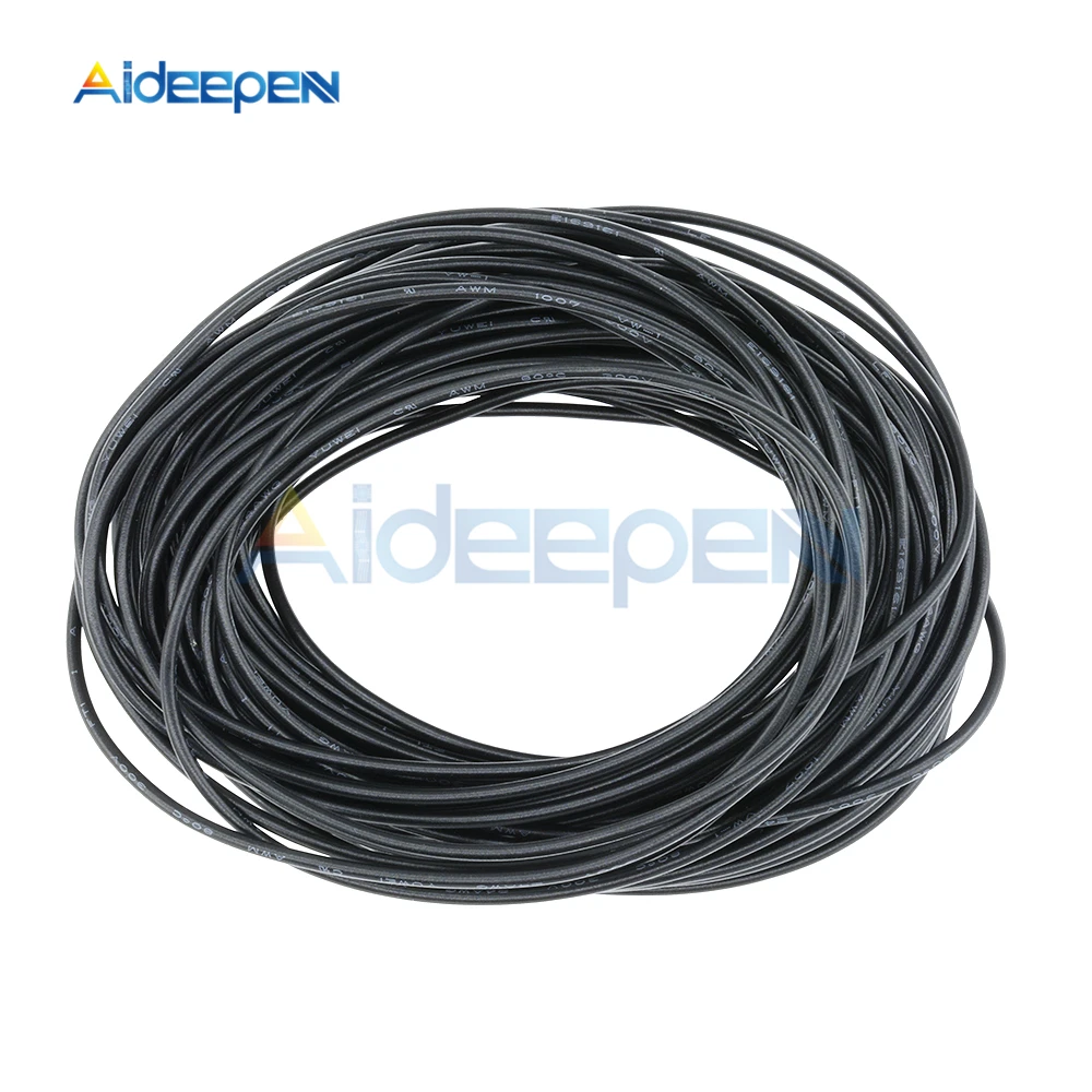 Черный 10 метров UL-1007 провод 24AWG провод в оплетке из ПВХ ...
