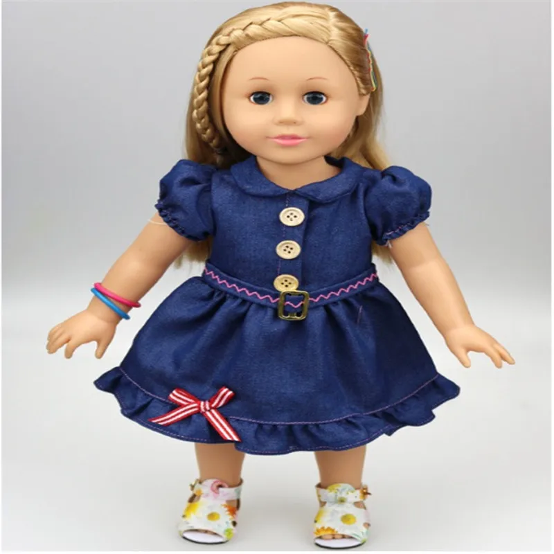 Hot 18 inch American girl doll denim dress for newborn baby toy ...