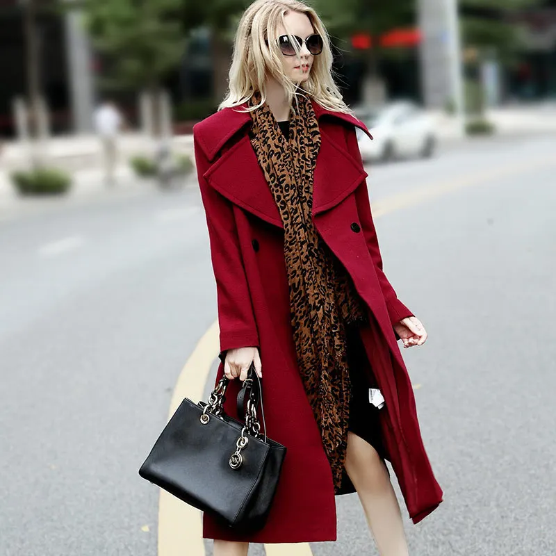 2018 Winter Long Womens Jacket Oversize Wine Red A line Style Women ...