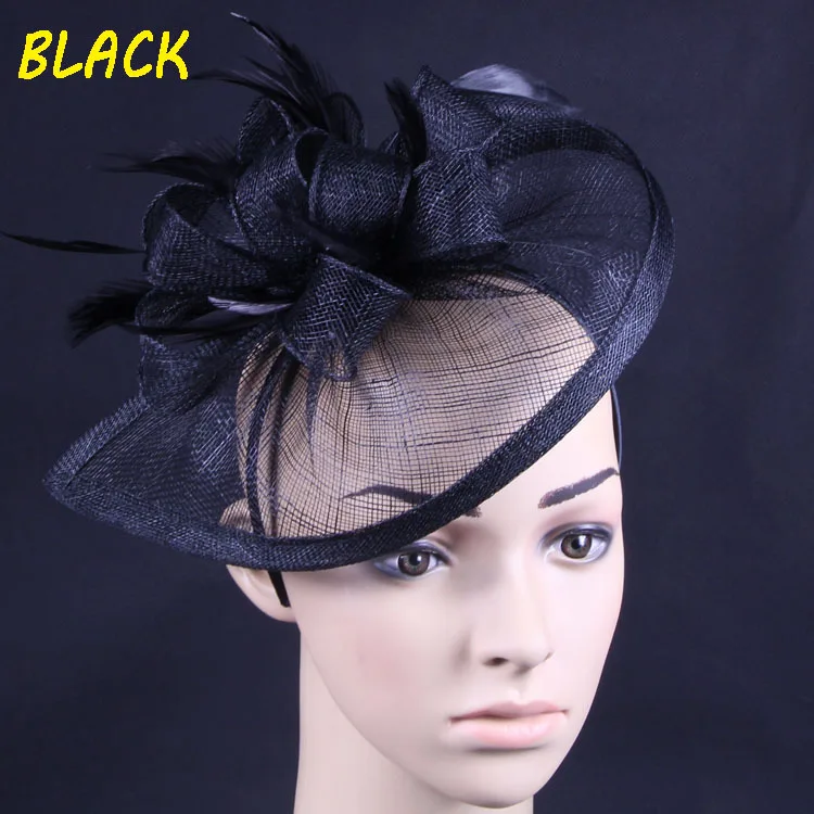 Ladies Elegant Fascinator with Feathers Sinamay Fascinator Hat Hair ...