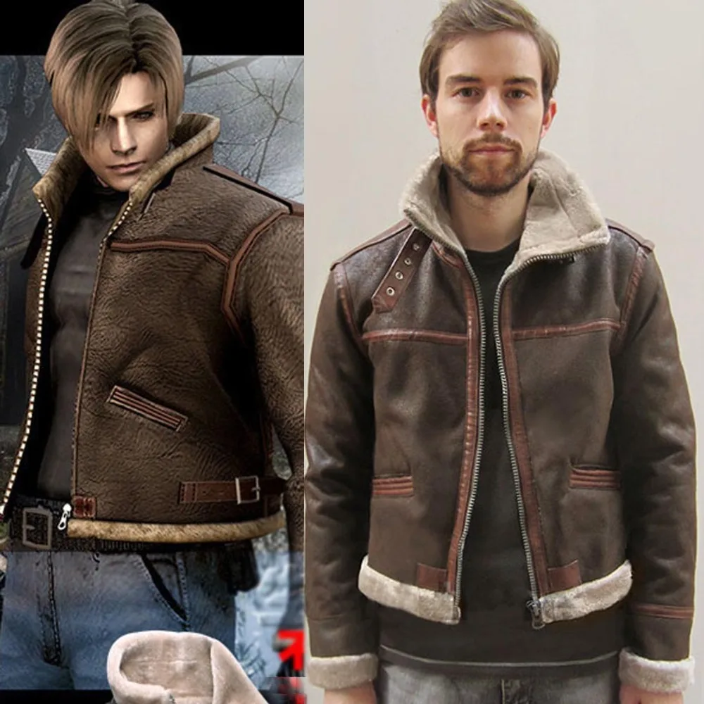Resident Evil 4 Leon Kennedy Jacket Leather Winter Outerwear Coat ...