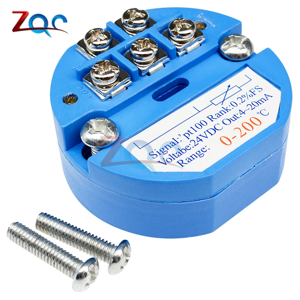 RTD PT100 Temperature Sensor Transmitter DC 24V 0 200 Degree Range ...
