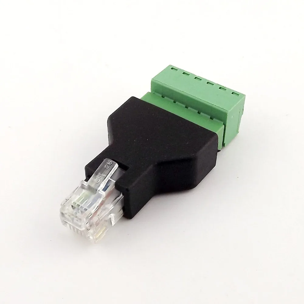 1pcs Ethernet RJ12 6P6C Male to Screw Terminal 6 Pin Splitter CCTV ...