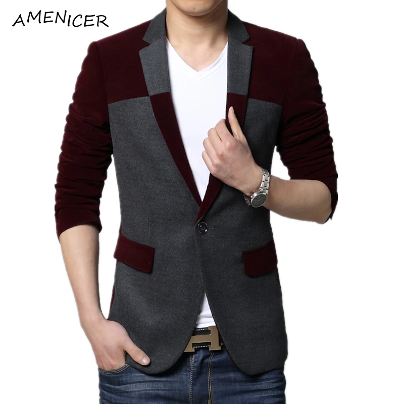 2016 New Fashion Mens Cotton Blazer Royal Blue Suit Casual Blazer Men ...