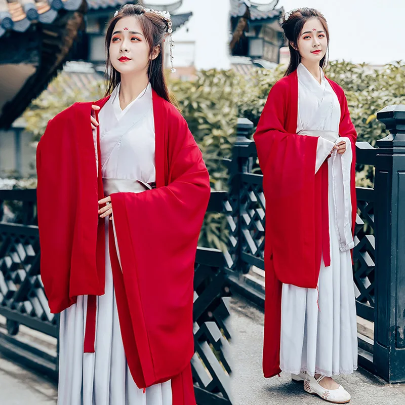Disfraz de baile rojo para mujer, traje tradicional de Hanfu Folk ...