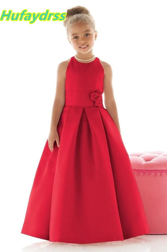 Red/Black/Purple/Rose Red Flower Girls Dresses 2018 Stain A Line with ...