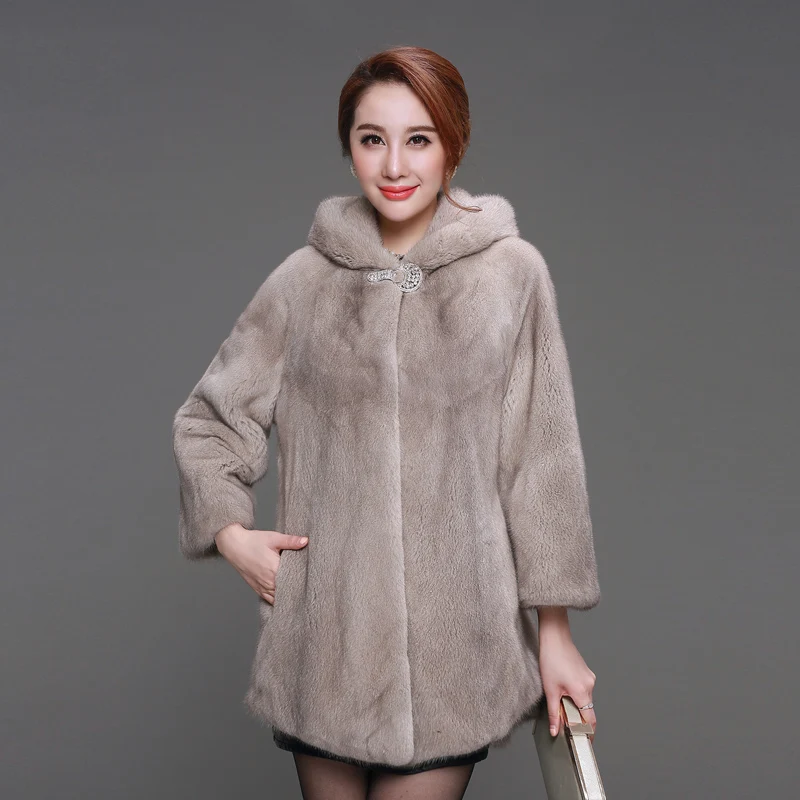 new The high end female mink fur fur coat dress Danish mink cross ...
