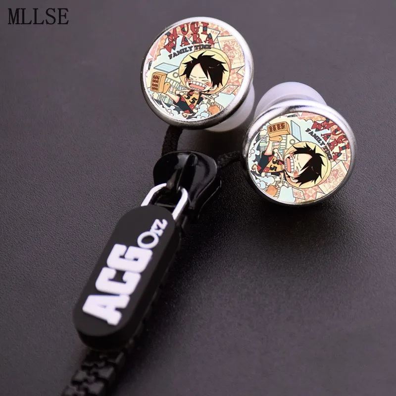 MLLSE Anime One Piece Straw Hat Pirates Luffy Zipper Earphone Wired ...
