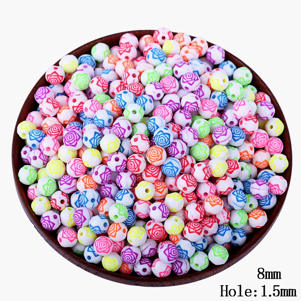 8MM Mixed Candy Color Acrylic Round Handmade Beaded 150pcs/Lot ...