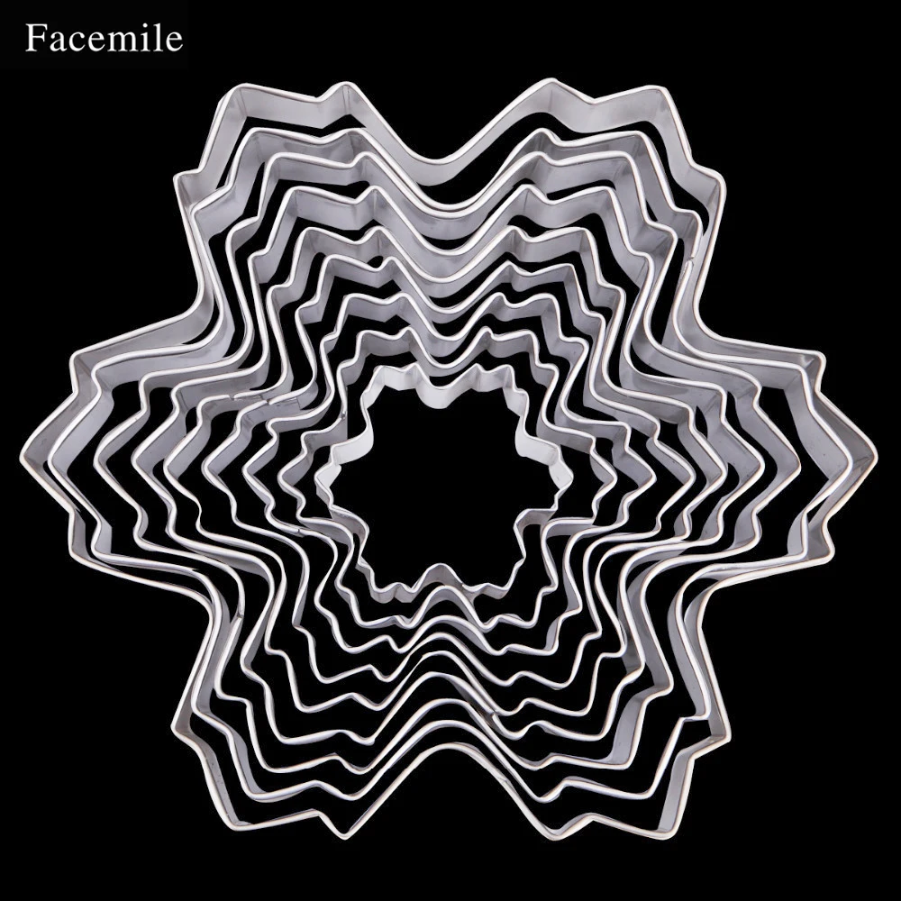 Facemile 9 Size/Set Snowflake Stainless Steel Hollow Cake Cutter Mould ...