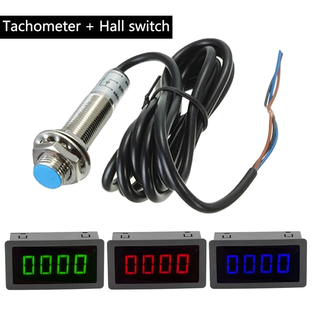 10 9999RPM DC 8 15V Hall Proximity Switch Sensor NPN and 4 Digital LED ...
