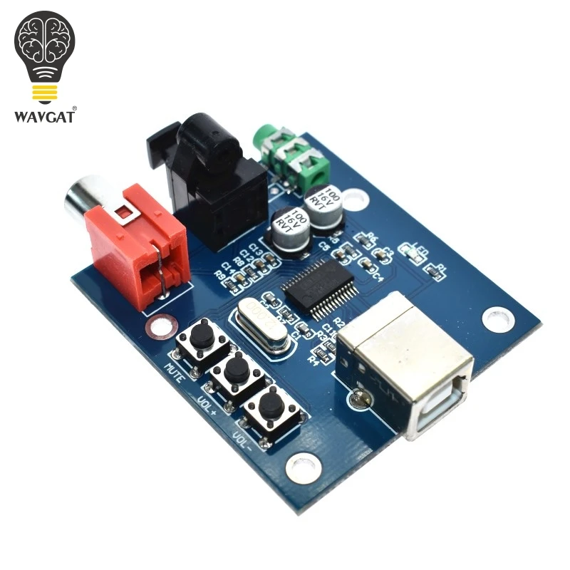 WAVGAT Salida analógica coaxial de fibra óptica PCM2704, USB, DAC, para ...