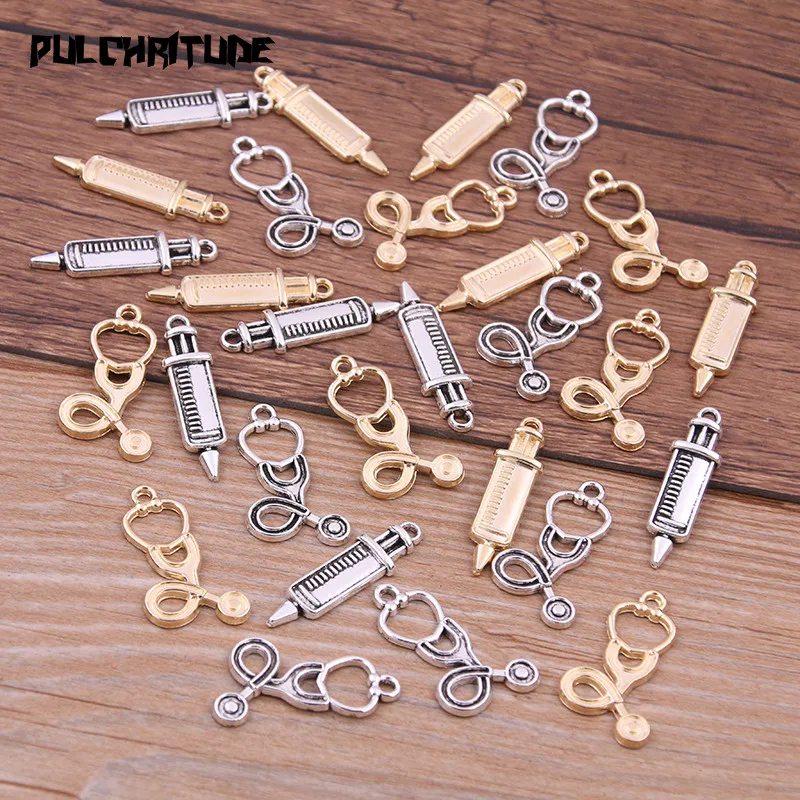 20pcs Two Color Medicine Charms Syringe Charms Pendants Jewelry Making ...