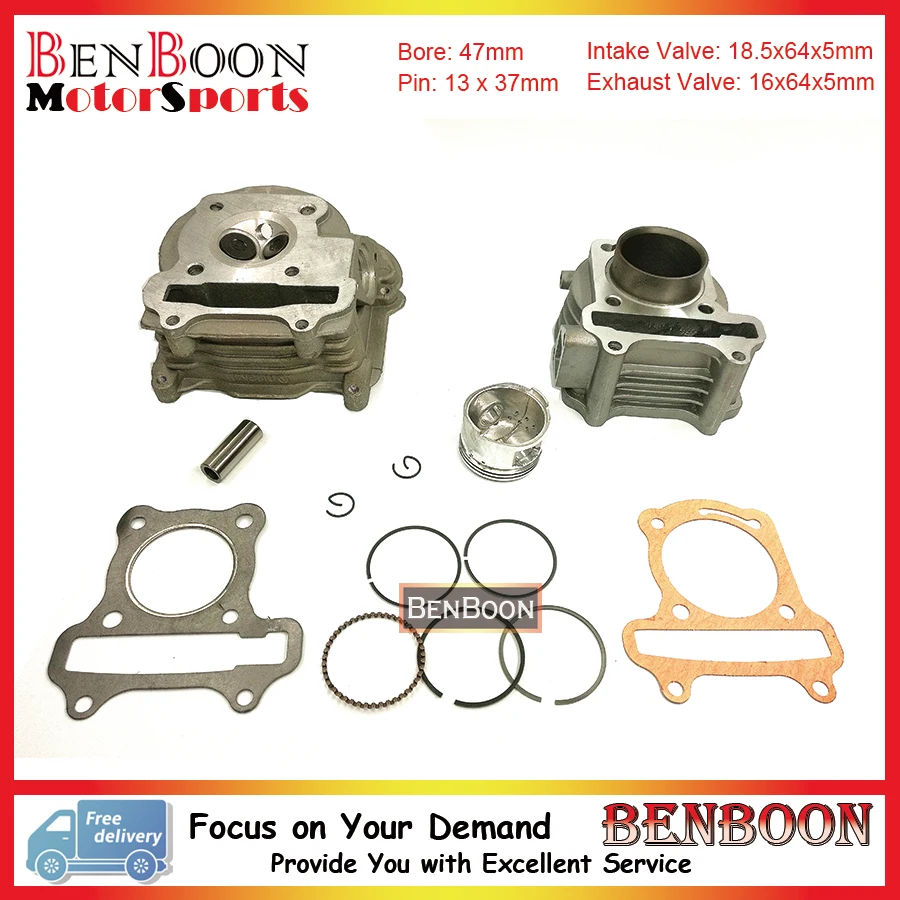 GY6-80cc-47mm-Cylinder-Head-Kit-for-4T-139QMB-Engine-Scooter-Parts-ATV ...