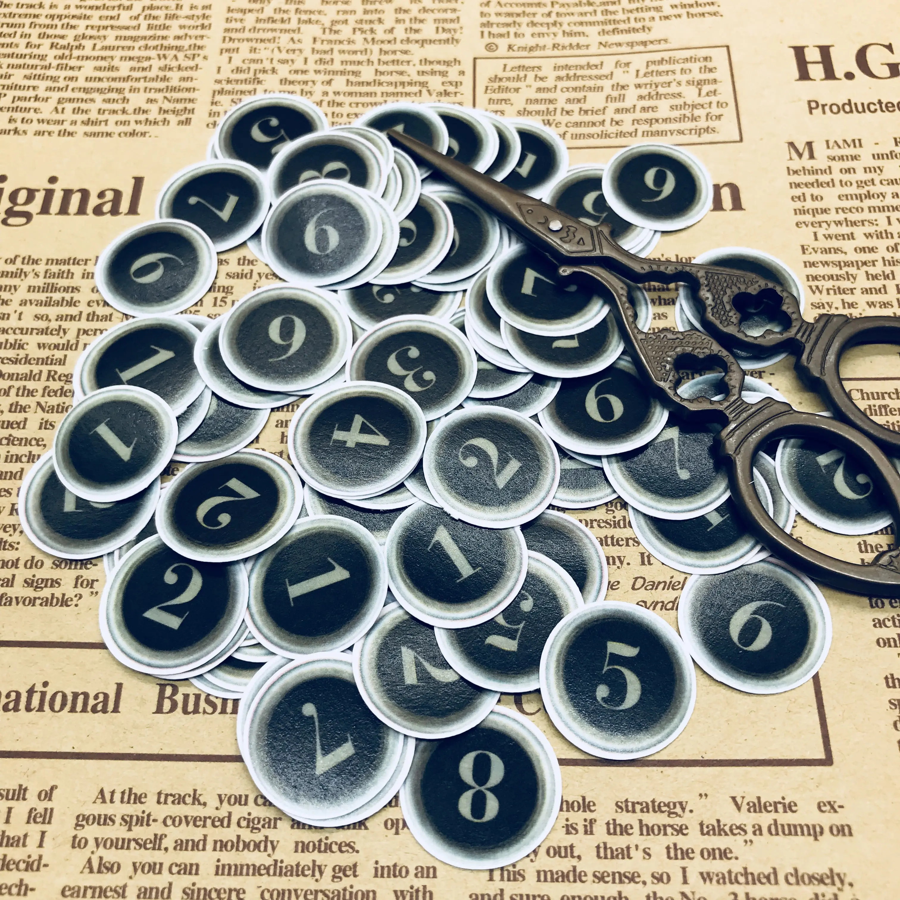 100pcs-Retro-Round-Number-Vintage-1-9-Black-Digital-Decoration-Sticker ...