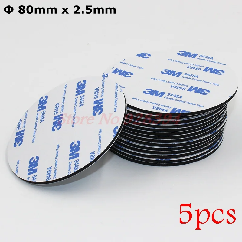 5pcs 80mm Round 3M 9448A Balck Double Sided Adhesive EVA Foam Tape Pad Mounting Tape Auto Car ...