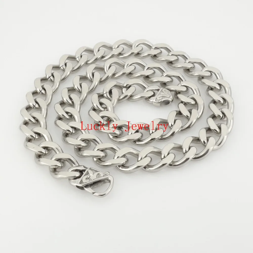 Stainless steel 24 inch solid curb chain necklace - decorbery